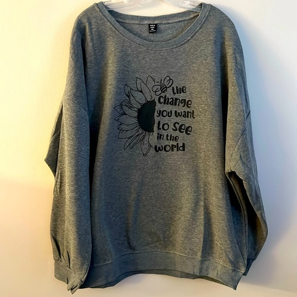 SHEIN | Tops | Motivational Sweatshirt Inspire Be The Change You Want ...